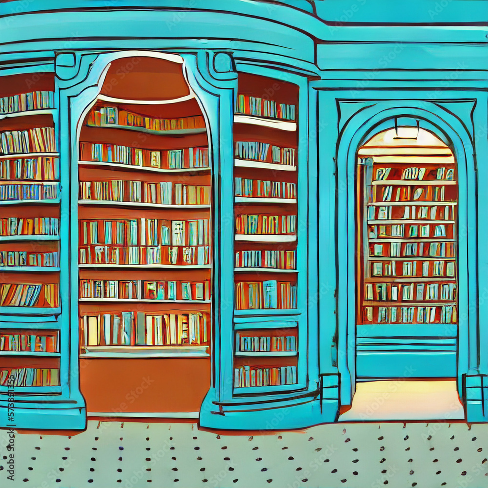Cartoon Book Shop In The Street Created With Generative AI Technology cartoon-book-shop-in-the-street-created-with-generative-ai-technology