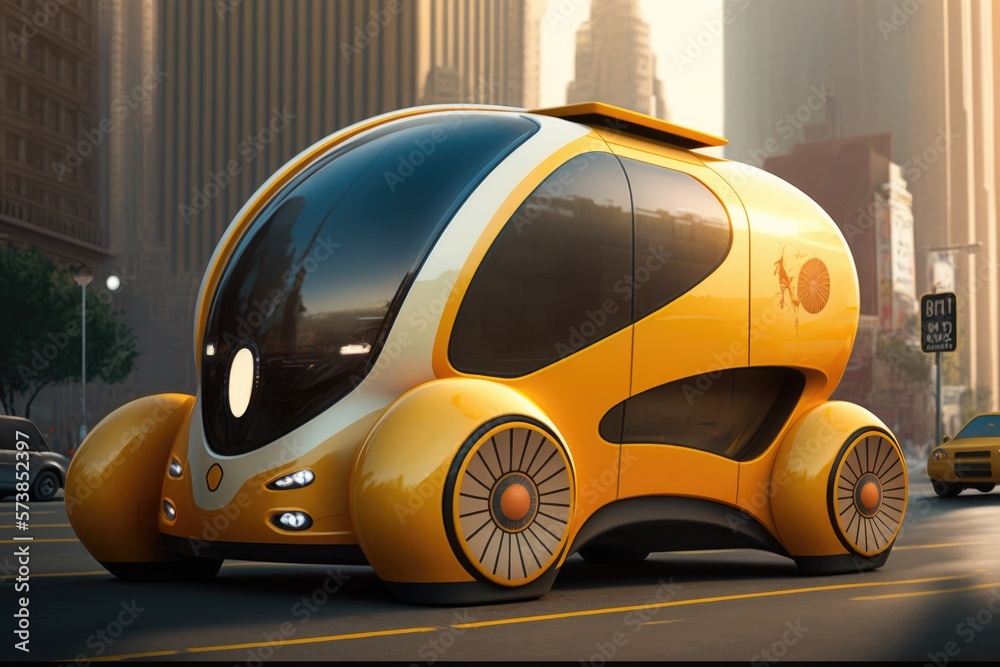 Sci-fi futuristic taxi self-driven transportation concept generative ai ...