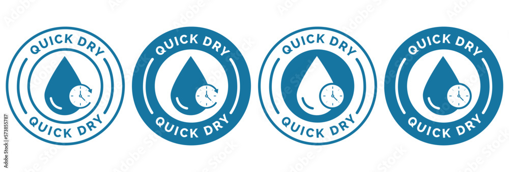 Quick dry logo badge vector. Thin line illustration of quick dry ...