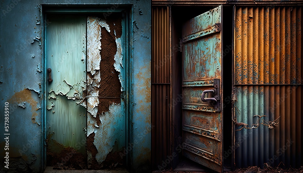 rusted metal door of old container, idea for abstract background ...