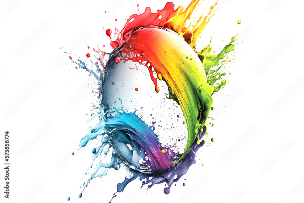 Abstract paint color splatter isolated on white background. Bunch of ...