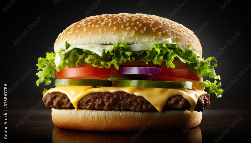 Ultimate Burger Indulgence: Top View of Tasty Burger with Beef Cutlets ...