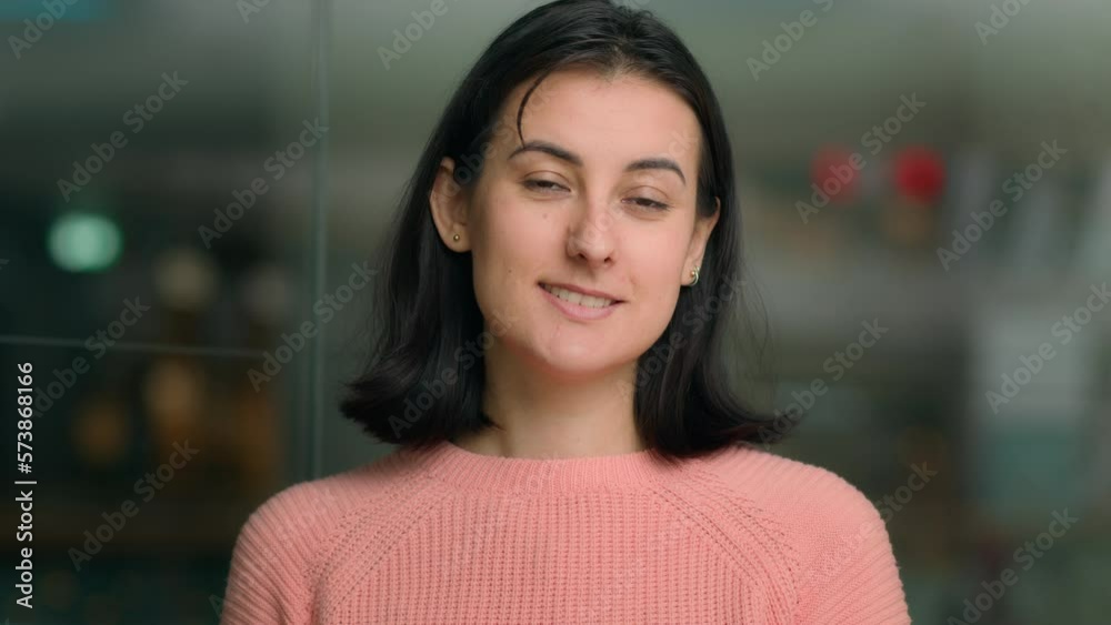 Head shot portrait close up Caucasian woman millennial lady business ...