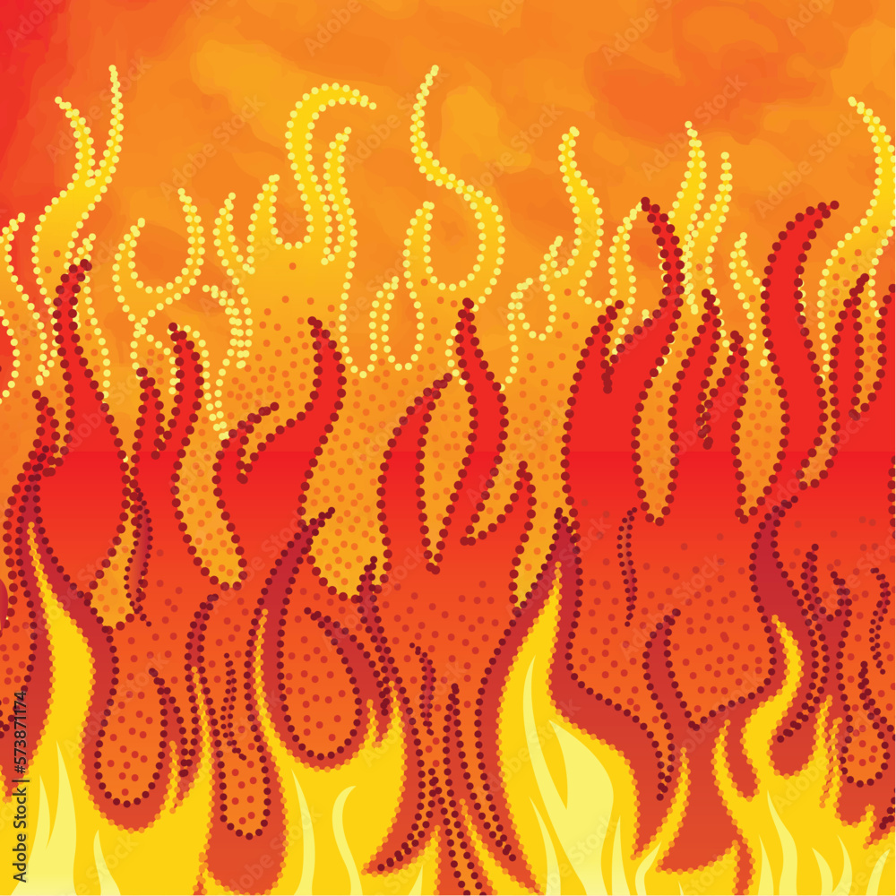 Fire background in aboriginal dot art style Stock Vector | Adobe Stock