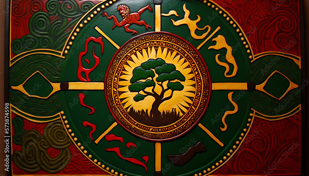 Black History Month | Abstract african symbols are painted in bold red ...