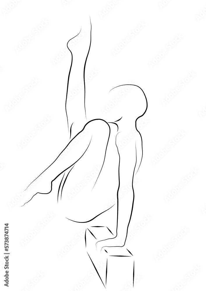 line drawing of female gymnast on beam , ilustração do Stock | Adobe Stock