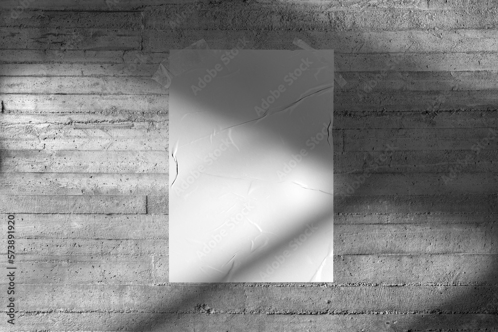 Blank poster mockup in the urban environment, on the facade, empty ...