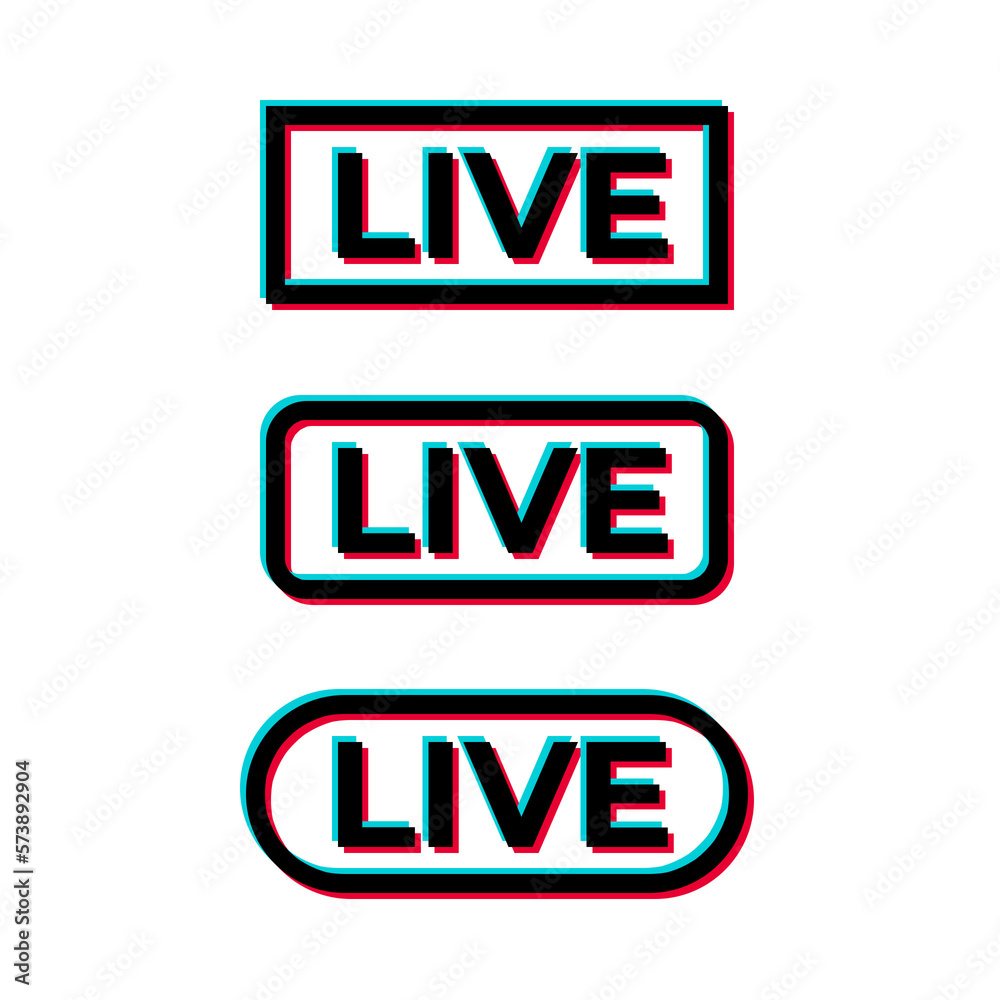 tiktok live symbol set design for live streaming social media Stock ...