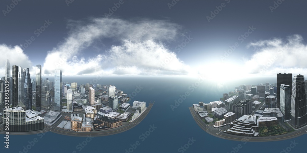 Panorama of the city. HDRI, environment map , Round panorama, spherical ...