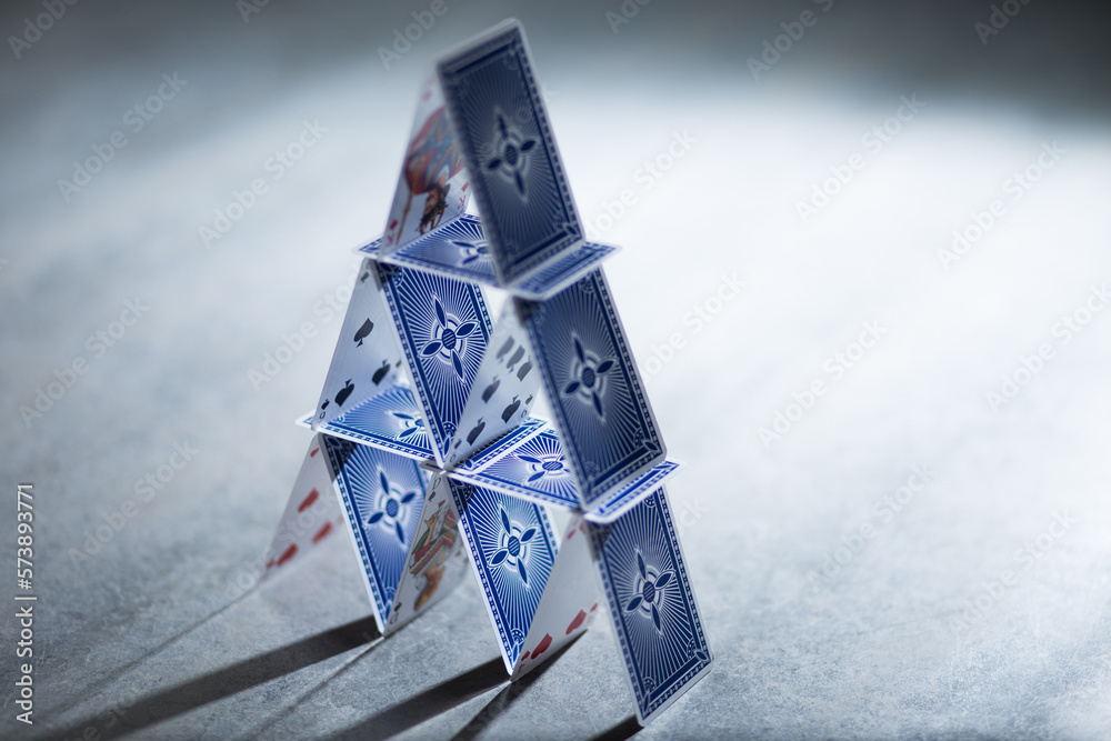 House of cards - blue deck of cards Stock Photo | Adobe Stock