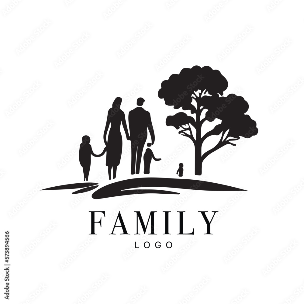 Family Flat Icon Black and White Vector Graphic. Good for logo design ...