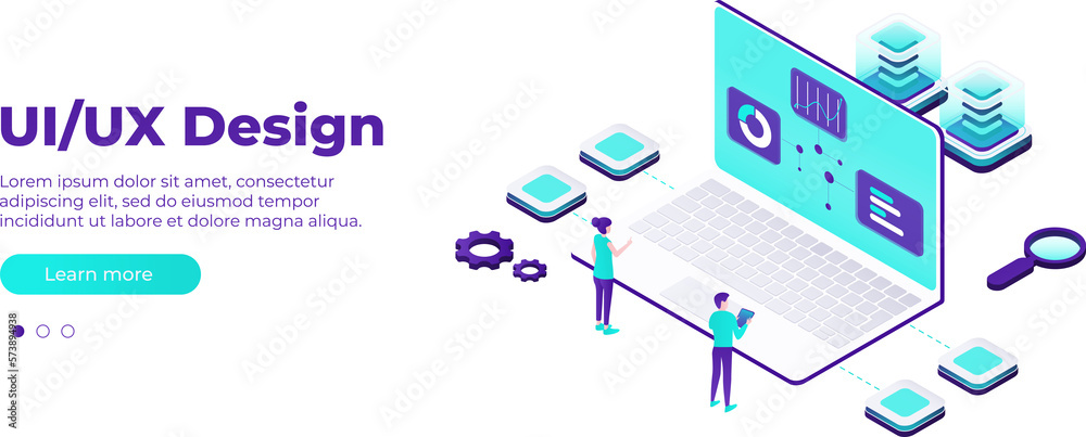 UI/UX design concept. Banner vector isometric illustration, ui concept ...