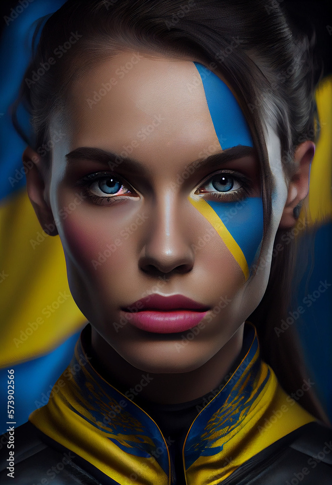 Amazing digital drawing of a beautiful human with Ukrainian flag ...