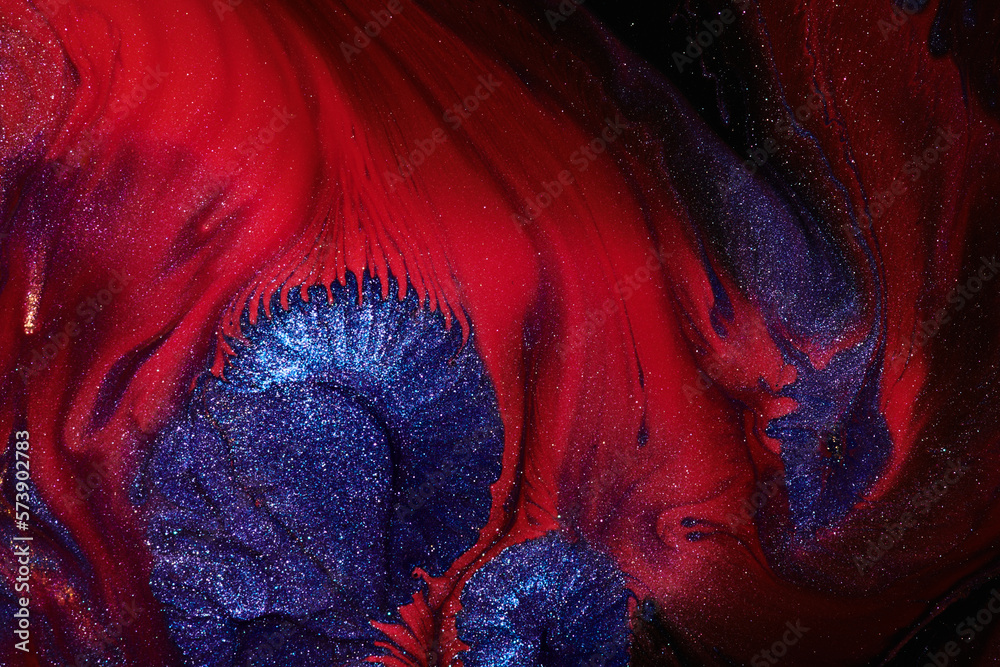 Luxury abstract background, liquid art. Blue red mix alcohol ink with ...