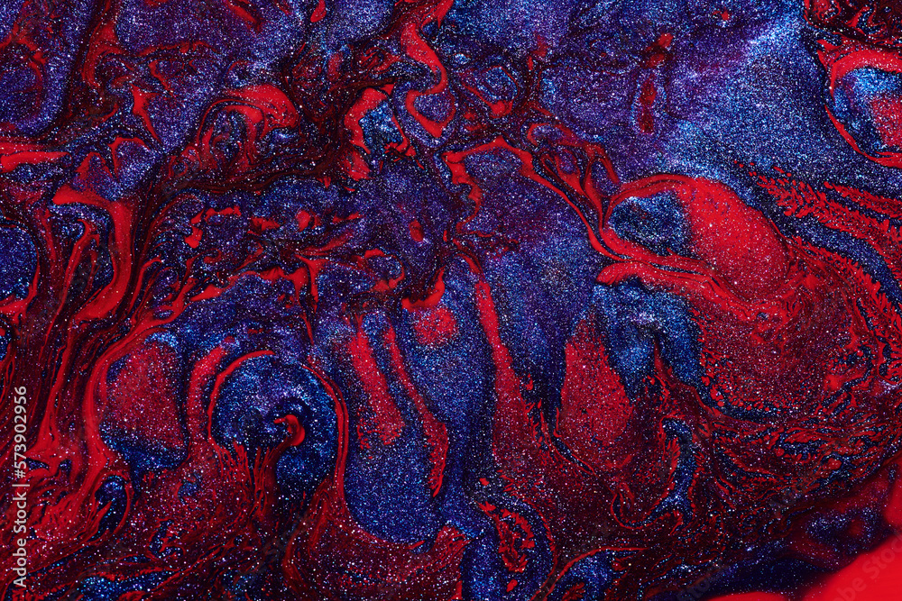 Luxury abstract background, liquid art. Blue red mix alcohol ink with ...
