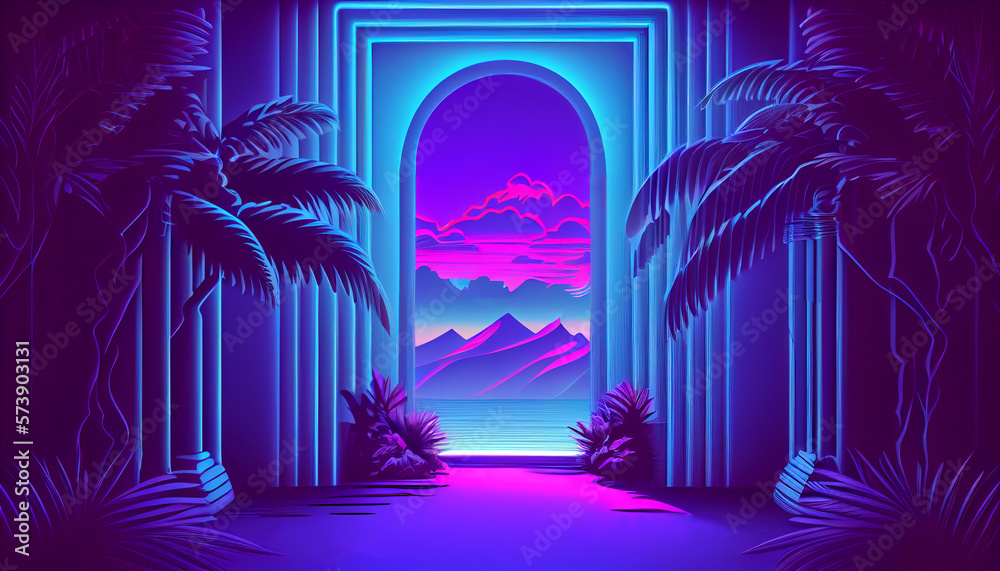 Bright vaporwave background blue with violet. Stock Illustration ...