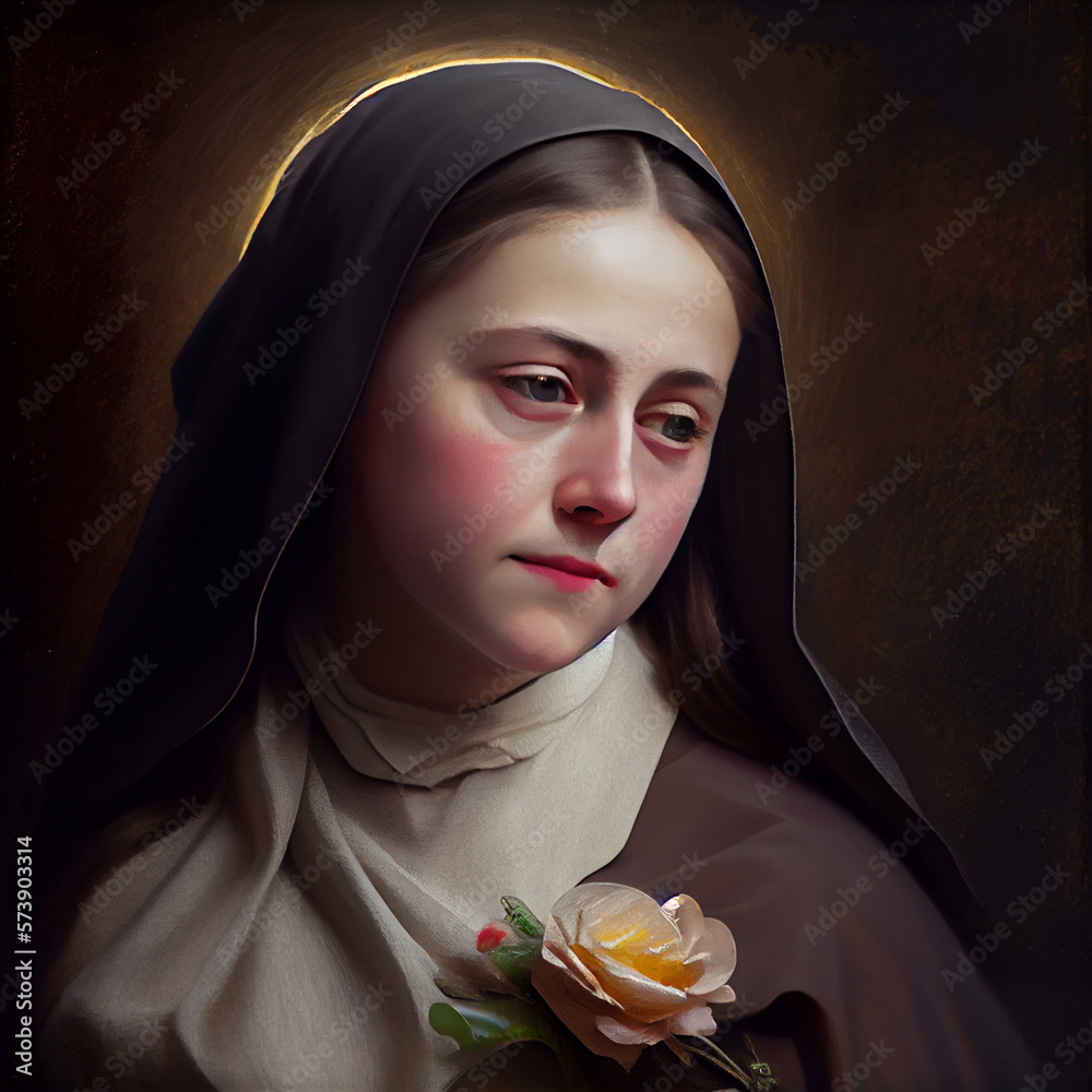 Poster St. Therese of Lisieux art painting illustration. Generative Ai ...