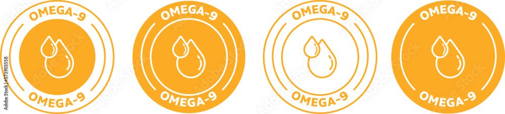 Rich in Omega-9 icon. Badge, symbol, logo vector on transparent ...