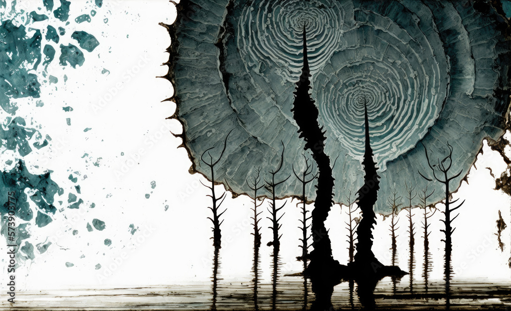 Unnerving, bizarre forest in limbo - surreal negative space and plants ...