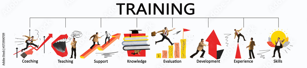 Training concept. Set of icons for business and seminar, coach ...