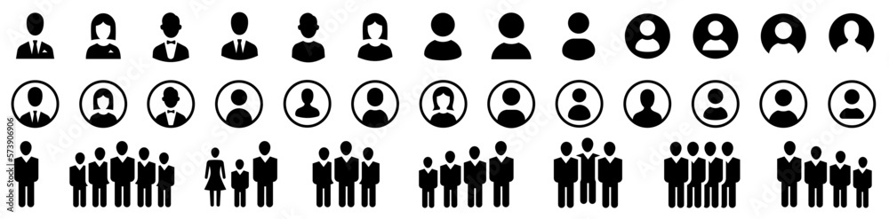 User icon set. Group of people or group of users. People icon set in ...