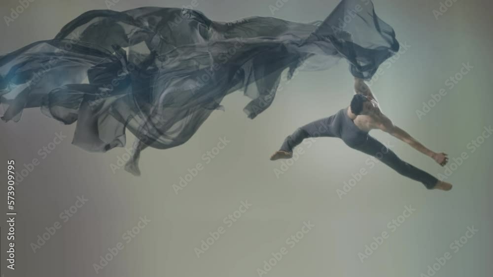Art dance moves with long fabrics . Few shots of the powerful ...