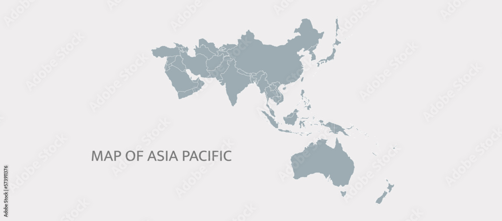 Photo & Art Print Detailed vector map of Asia Pacific isolated on white ...