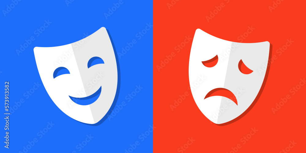 Theater masks. Masquerade vector icons. Comic and tragic mask icons ...