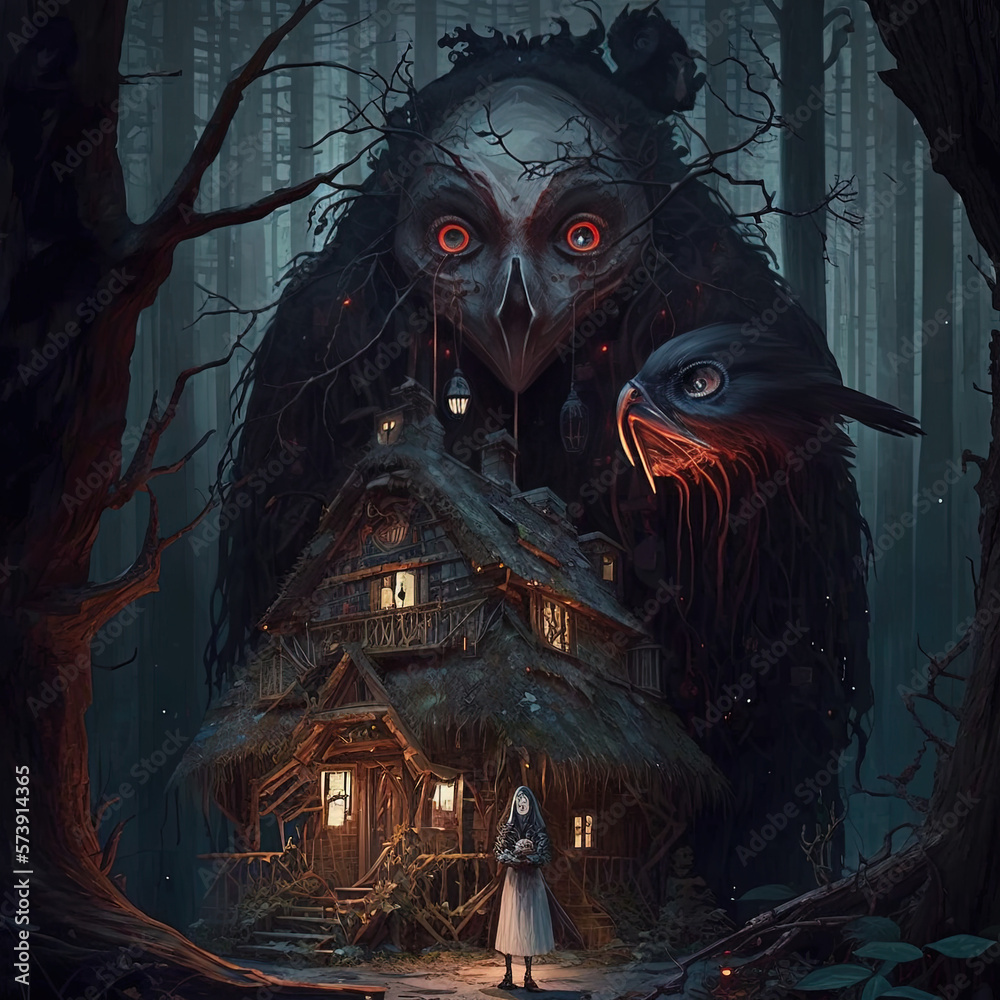 Dark fairy tales Horror baba yaga. Stock Illustration | Adobe Stock