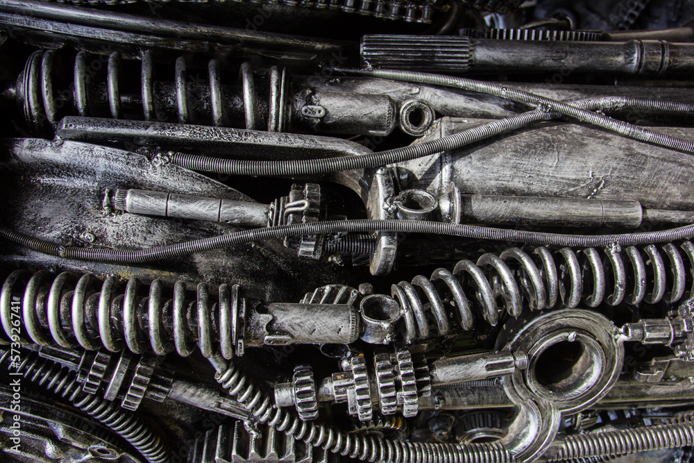 scrap metal artwork Waste metal from the industry is connected together ...