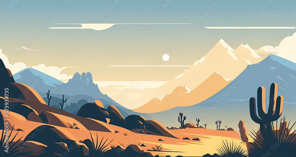 Desert - Minimalistic flat design landscape illustration. Image for a ...