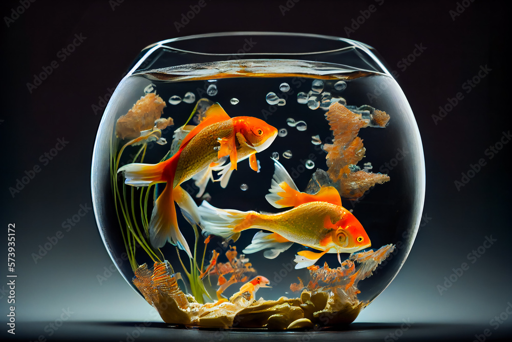 Beautiful fish in round glass aquarium. Fish Swimming In Fishbowl ...