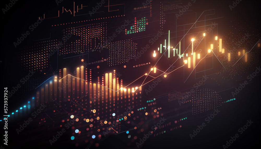 Stock market and investing concept with a dark background, a place for ...