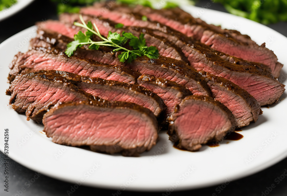 Generative AI image of roast beef with greens Stock 일러스트레이션 | Adobe Stock