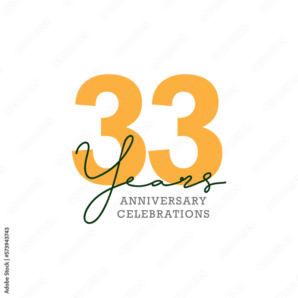33 years anniversary. Anniversary template design concept with golden ...