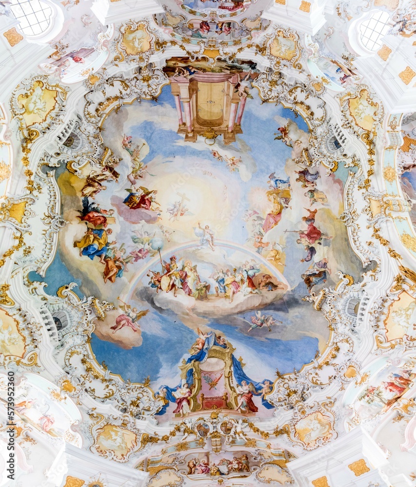 Wies, Germany. Ceiling of the Pilgrimage Church of Wies (Wieskirche ...