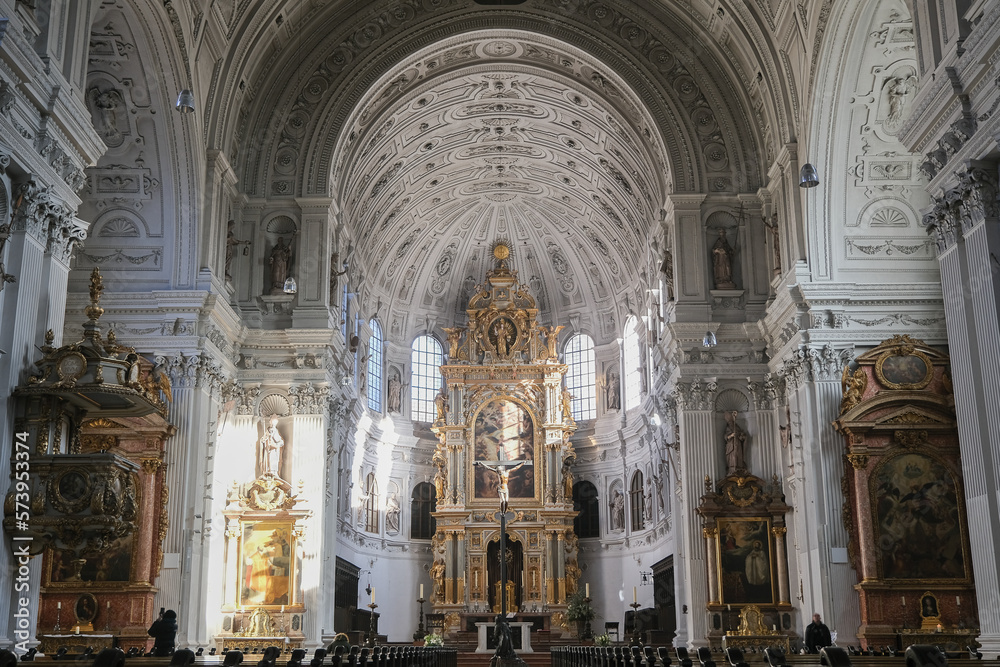 Magnificent opulent splendid Bavarian baroque church cathedral basilica ...