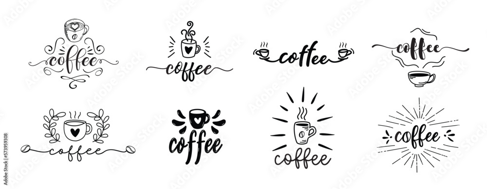 Coffee. Vector logo text. Word design for poster, flyer, banner, menu ...