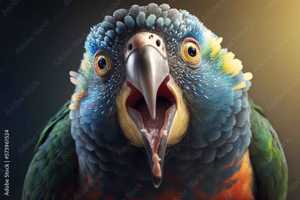 A colorful bird with a large beak and a long beak with a long beak with ...