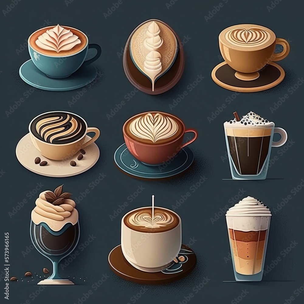 A bunch of different types of coffees on a table with a black ...