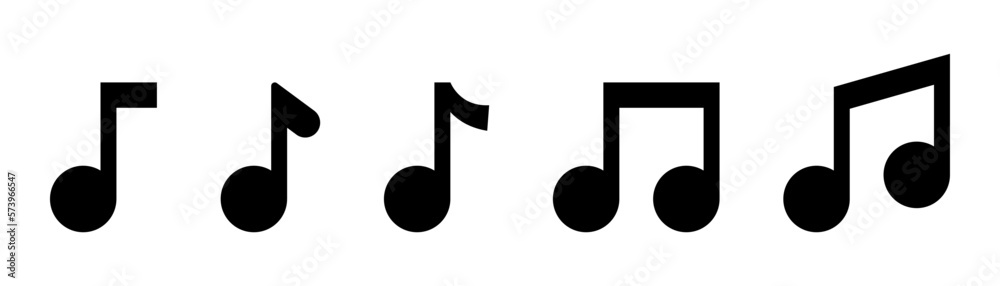 Music icon set. Music note symbol. Notation sign. Music note in black ...