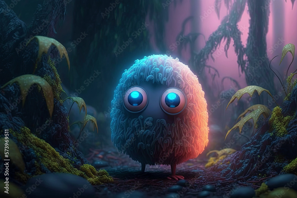 Tiny fairy creature in a magical fairy-tale forest. generative ai. Cute ...