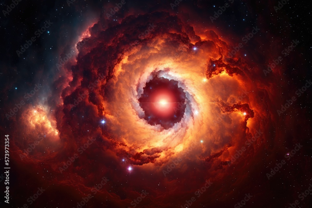 space background features a stunning view of a massive red giant star ...