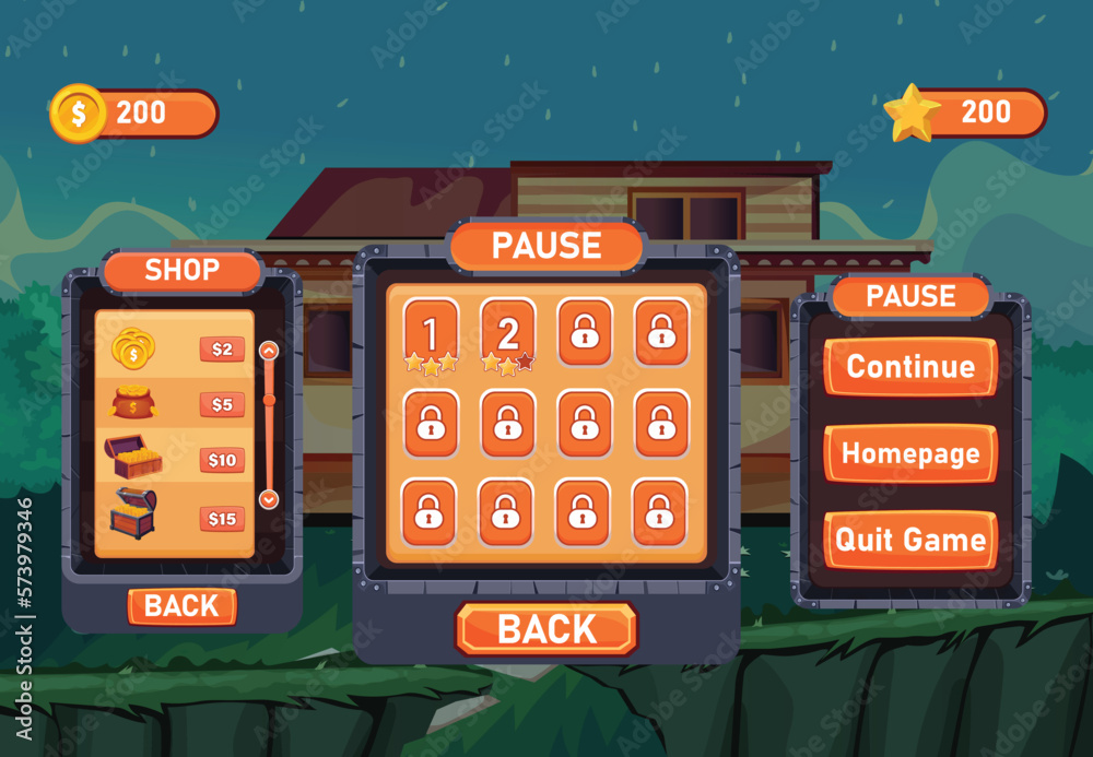 List of mobile games , Game UI kit , user interface ui - ux Stock ...