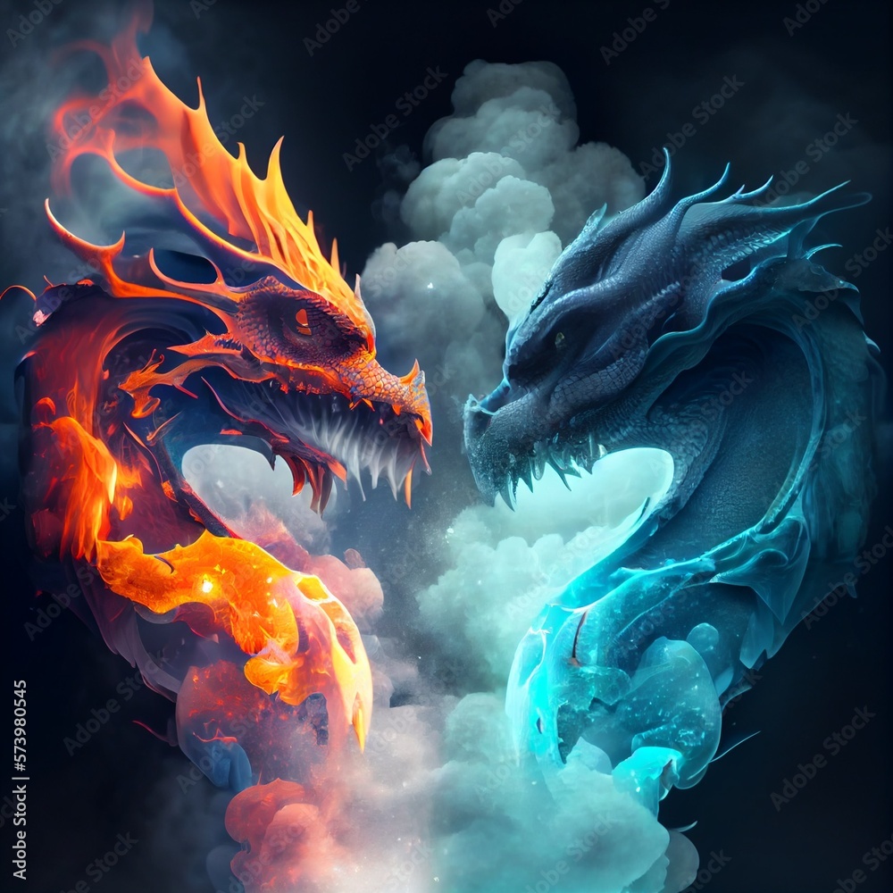 Blue dragon vs red dragon, fire dragon, ice dragon, water dragon, smoke ... Blue dragon vs red dragon, fire dragon, ice dragon, water dragon, smoke ...