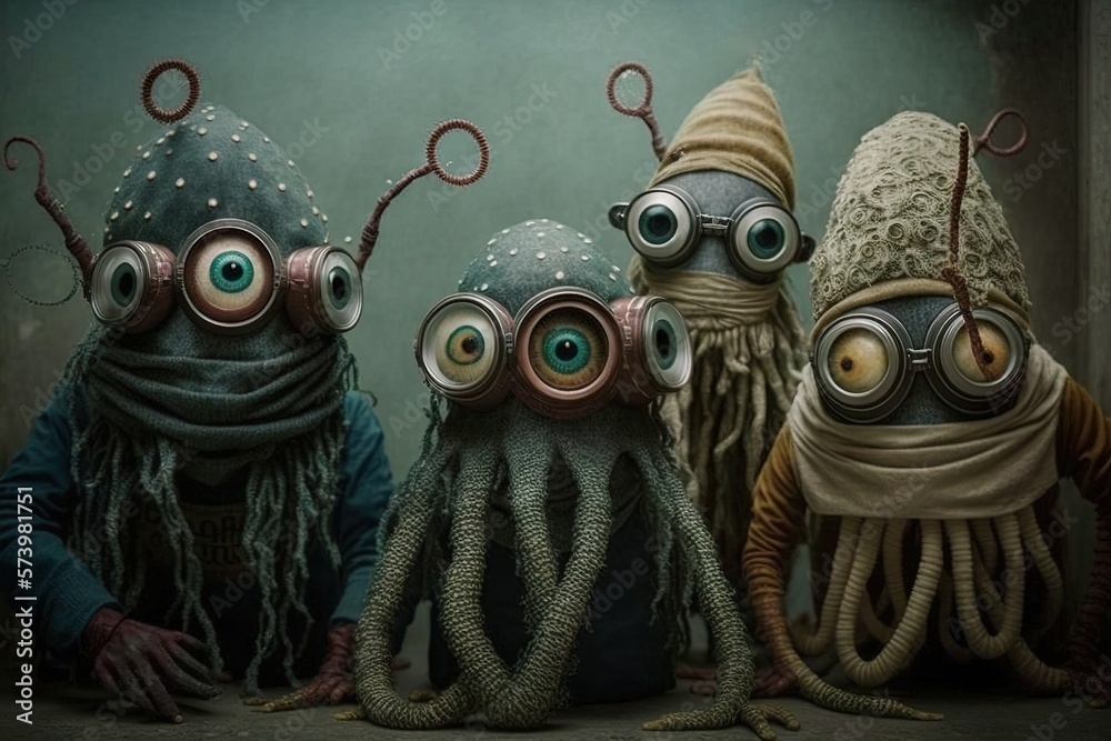 group of aliens trying to blend in with humans by wearing elaborate ...