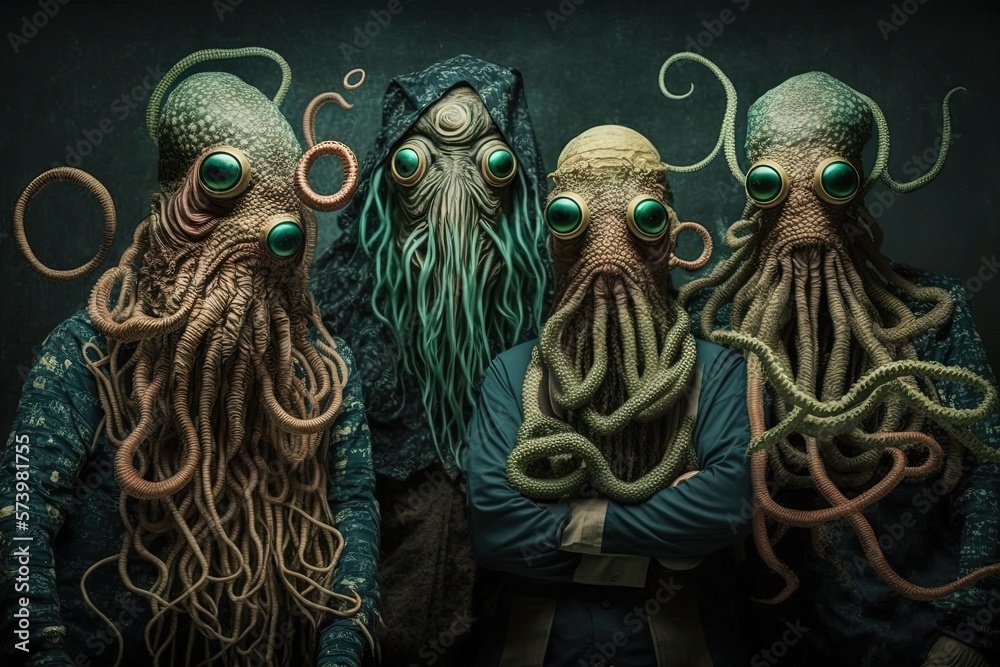 group of aliens trying to blend in with humans by wearing elaborate ...