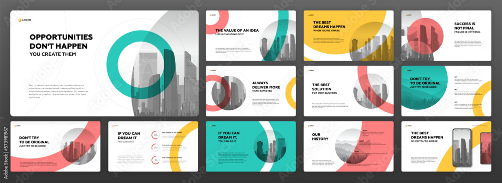 Modern Powerpoint presentation templates set. Use for creative Keynote ...