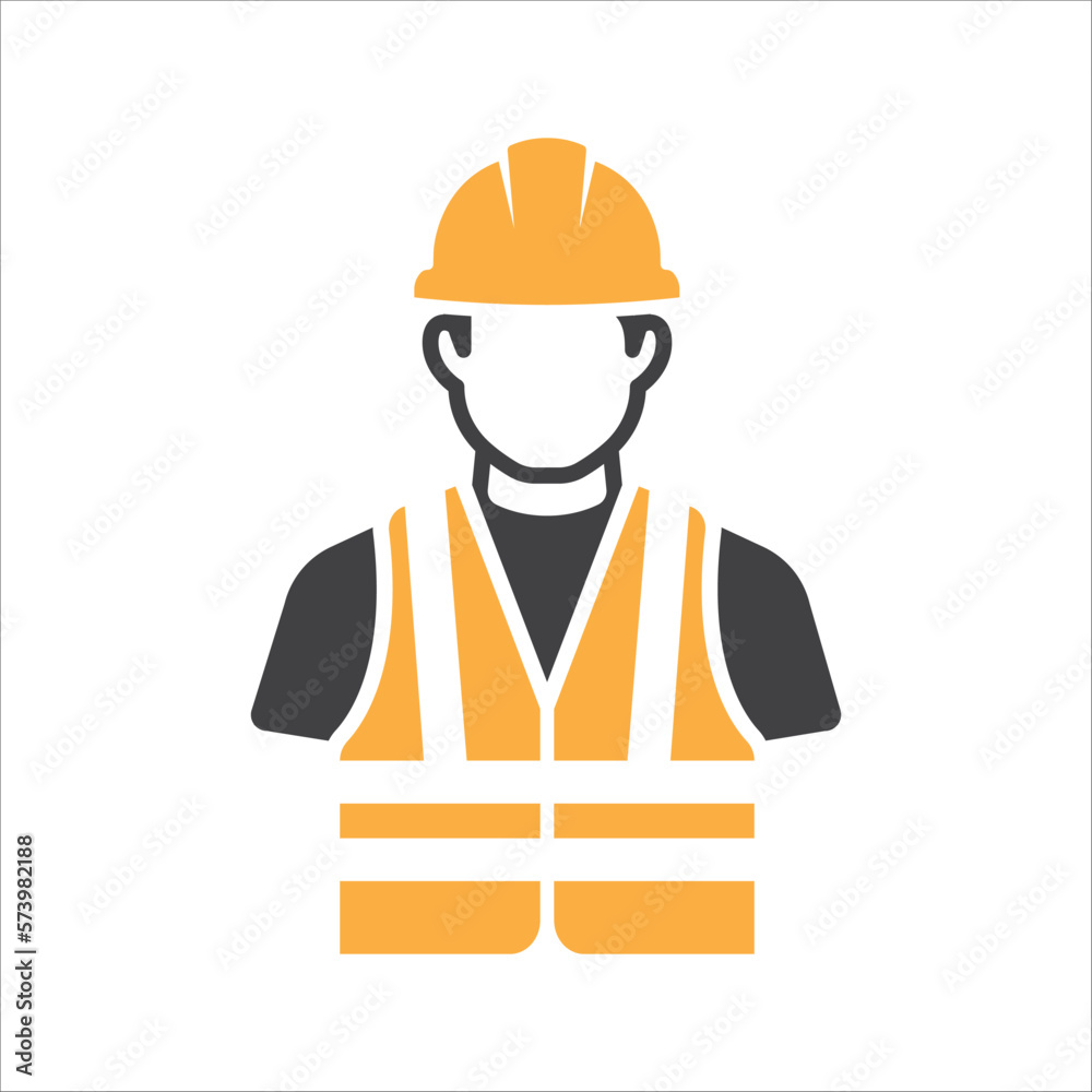 Construction Worker Icon vector. Safety icon Avatar With Hard helmet ...