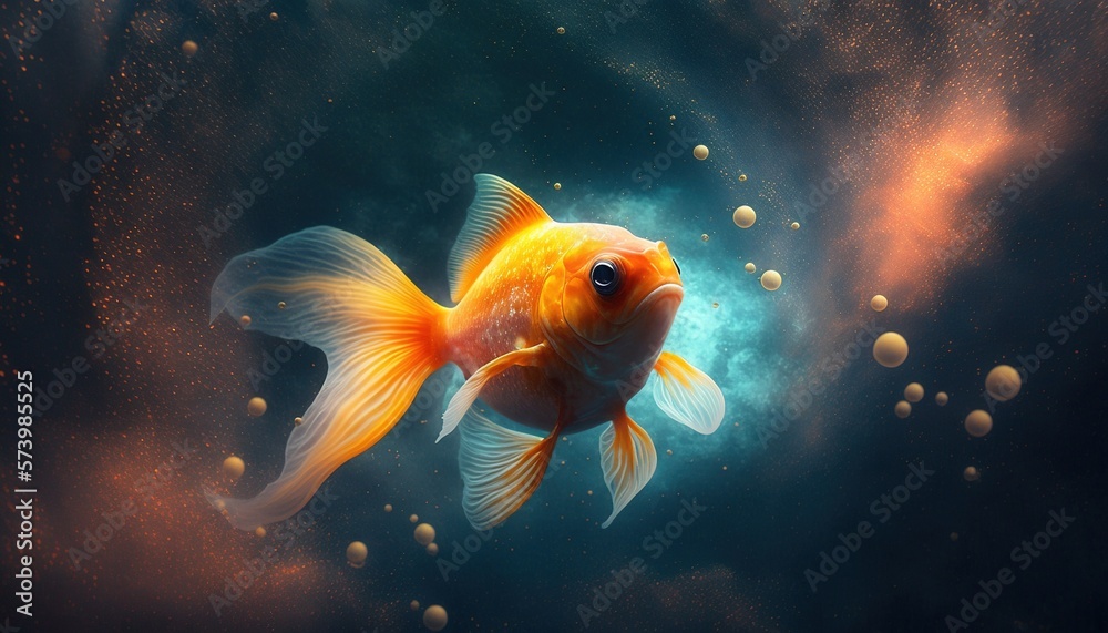 Goldfish in space. Beautiful 4K Wallpaper. Space Landscape Stock ...